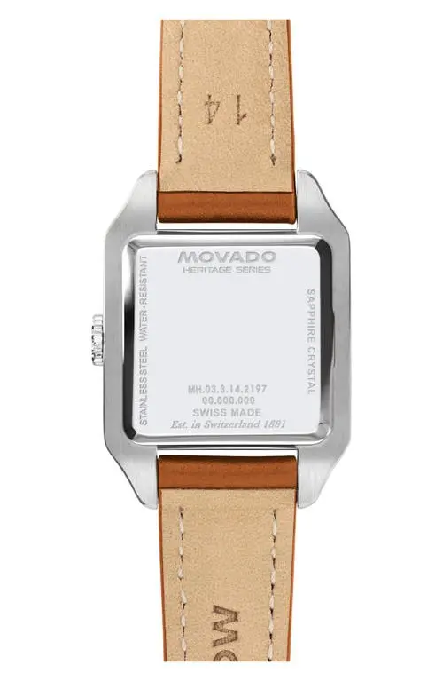 Movado Heritage 1917 Leather Strap Square Watch - Green