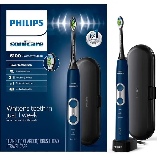 PHILIPS SONICARE Protectiveclean 6100 Electric Toothbrush Navy Case - Navy Blue