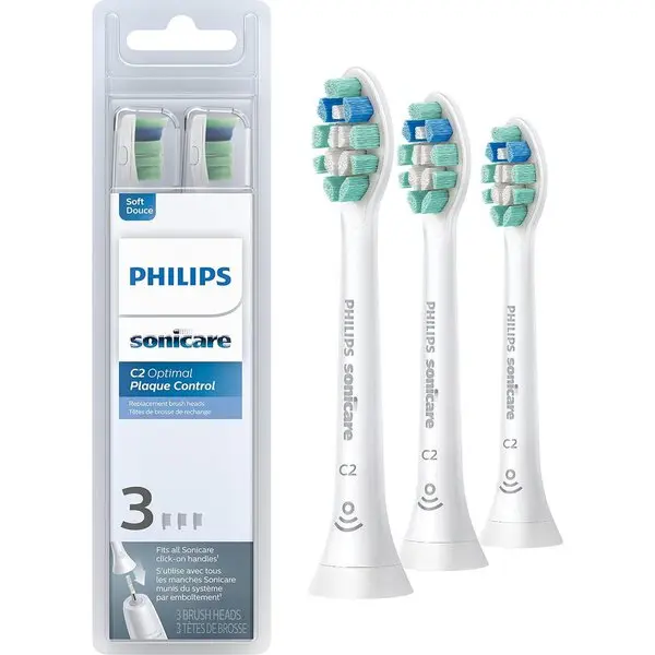PHILIPS SONICARE C2 Optimal Plaque Control Brush Heads 3 Pack - White