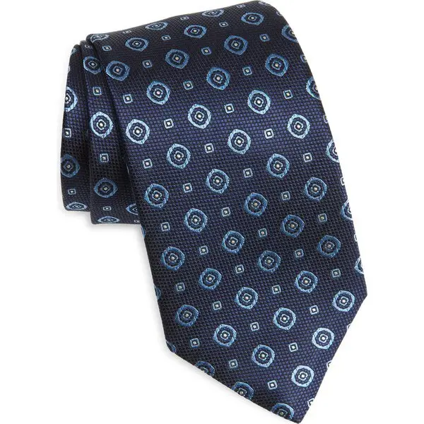 Canali Medallion Silk Neck Tie - Navy