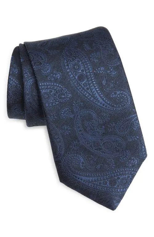 Canali Paisley Silk Neck Tie - Blue