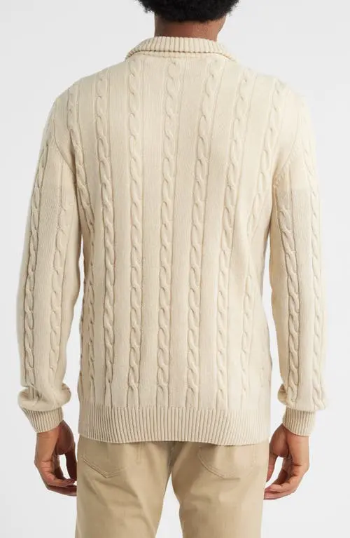 AURELIEN Cable Merino Wool Half Placket Sweater