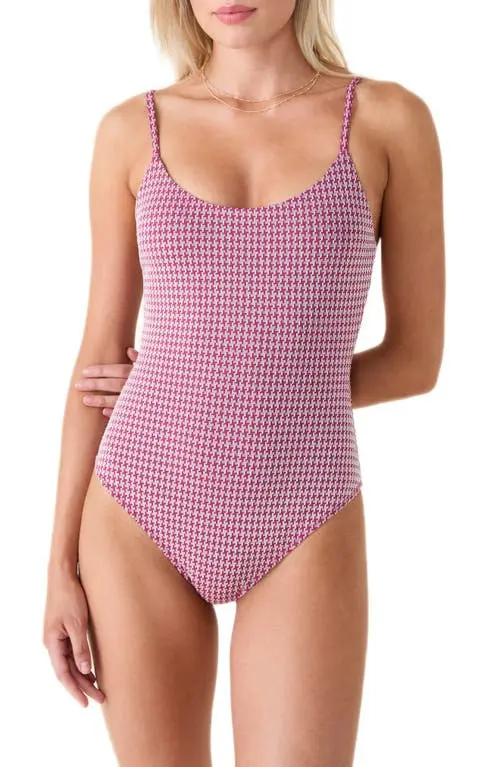 ANDIE The Amalfi Houndstooth One-piece Swimsuit - Merlot Houndstooth