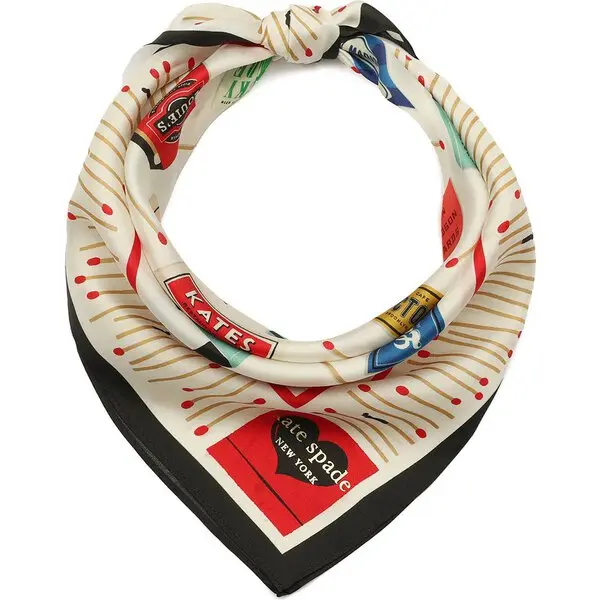 Kate Spade New York Matchbook Toss Silk Bandana Scarf - Ivory Multi