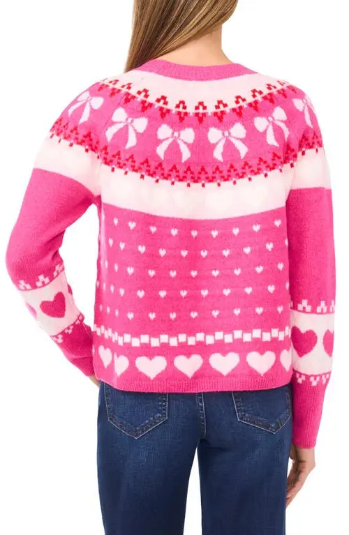 CECE DUPRAZ Heart Bow Fair Isle Sweater