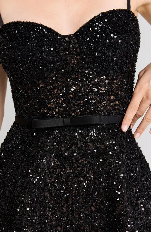 NADINE MERABI Marilyn Rhinestone Cocktail Dress