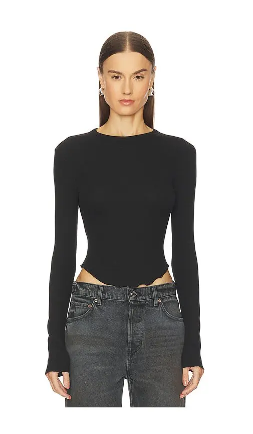GRLFRND Scoop Hem Long Sleeve Tee - Black