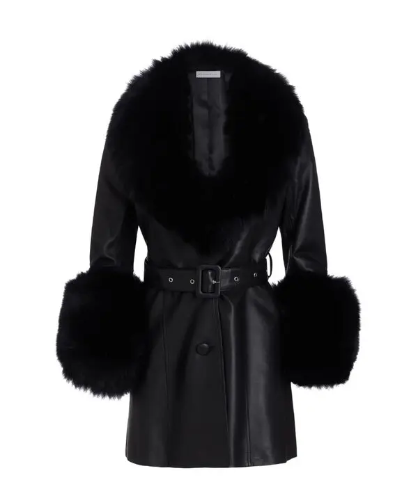 SUSANNA CHOW Roxy Leather Coat - Black