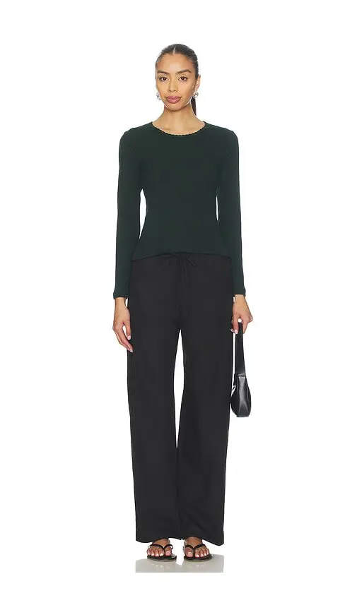 LESET Pointelle Slim Fit Long Sleeve