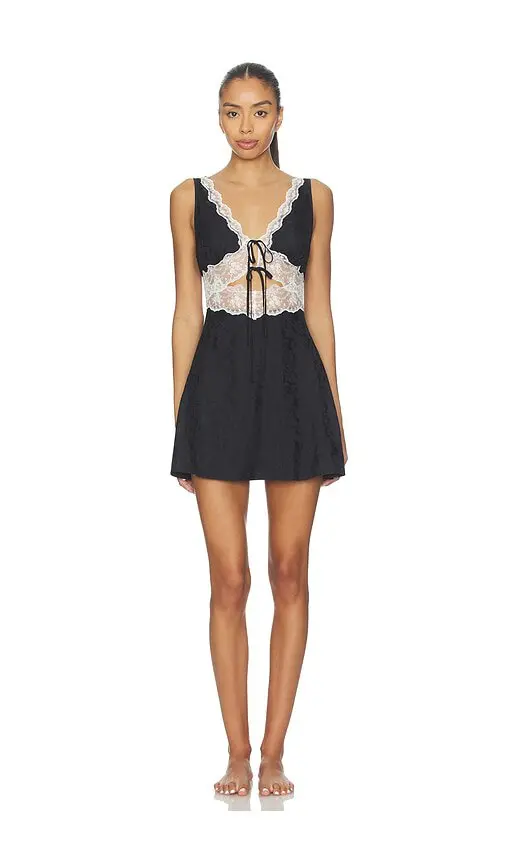 For Love & Lemons Jacquard Mini Slip - Black