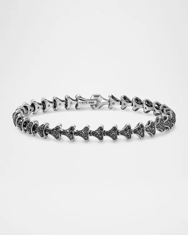 David Yurman Armoury Link Bracelet With Black Diamonds - Silver