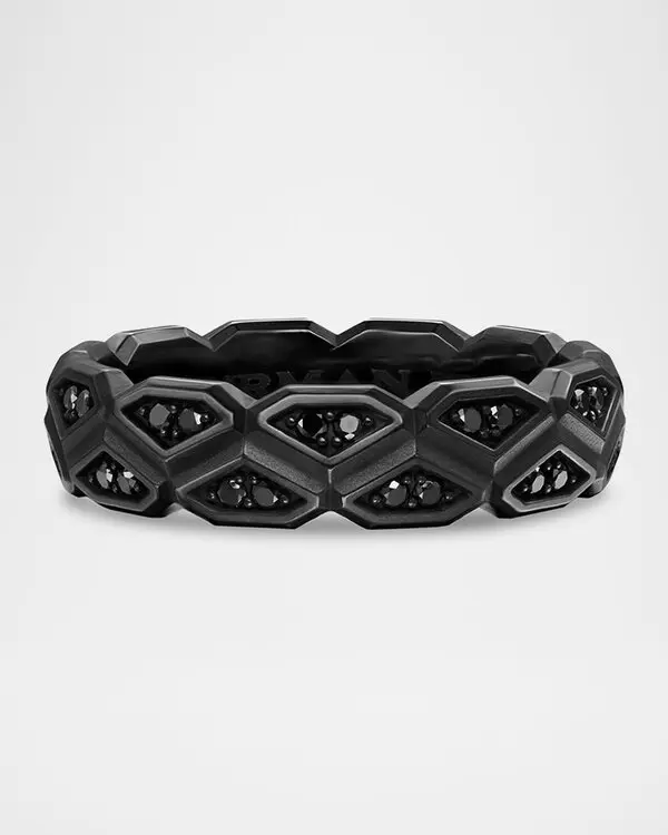 David Yurman Hex Band Ring With Black Diamonds - Black Diamond