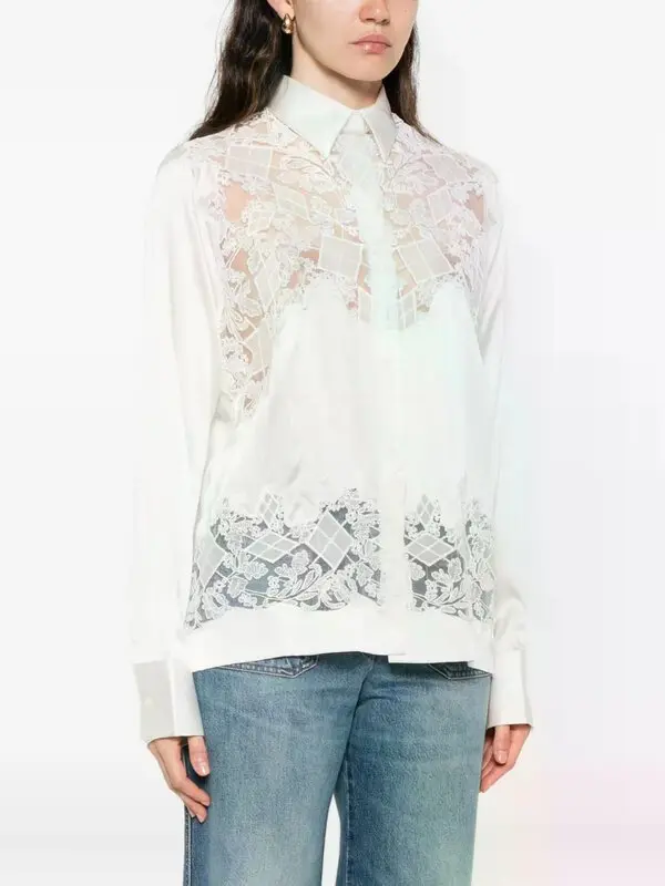 Ermanno Scervino Lace-panel Satin Blouse