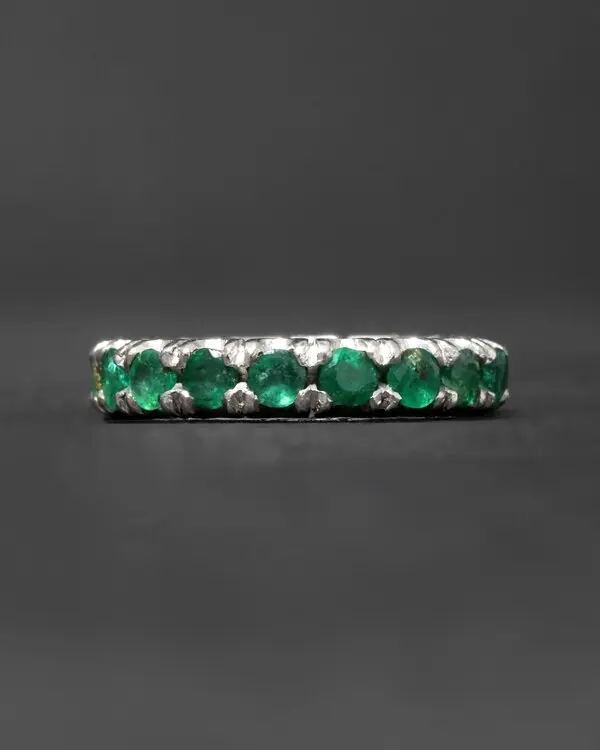 Alexis Bittar Vintage 14k White & Emerald Eternity Band - Gold