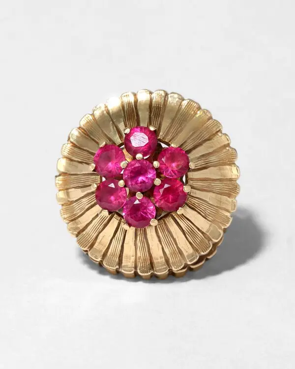 Alexis Bittar Vintage 1930s 18k And Ruby Cocktail Ring - Gold