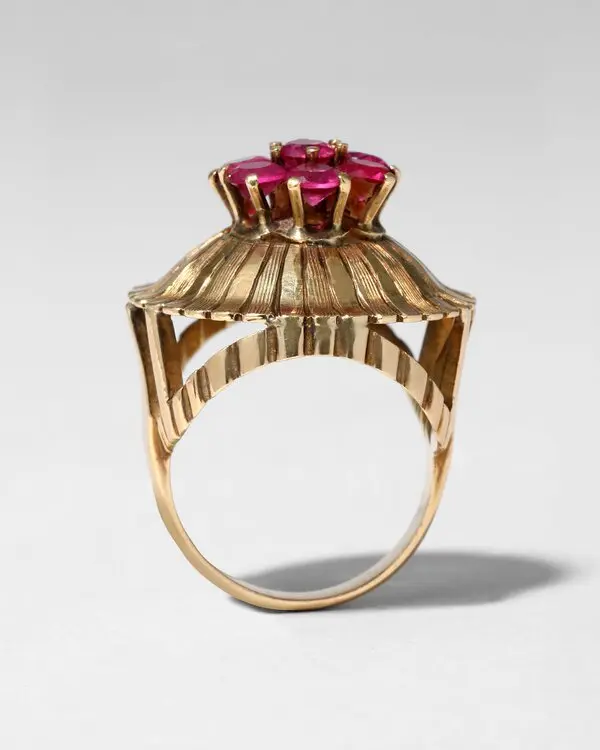 Alexis Bittar Vintage 1930s 18k And Ruby Cocktail Ring