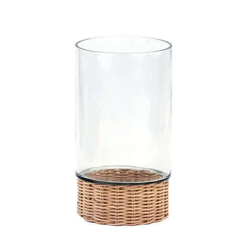 CG HUNTER Clear And Rattan Candleholder - Glass