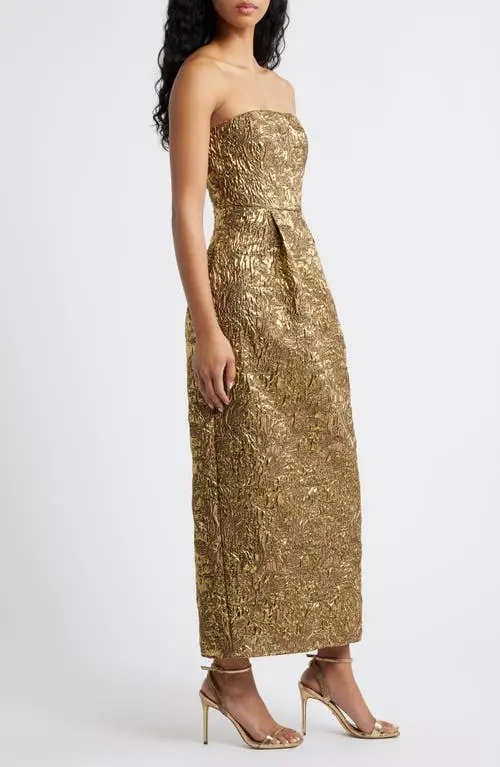 Lulus Metallic Brocade Strapless Cocktail Dress In Gold - 61% Off |  Editorialist