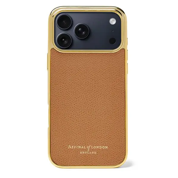ASPINAL OF LONDON Iphone 17 Pro Max Case In Deep Shine Ever Small Croc - Tan