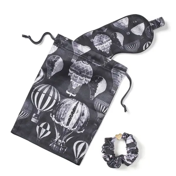 ASPINAL OF LONDON Silk Eye Mask And Scrunchie Set - Black