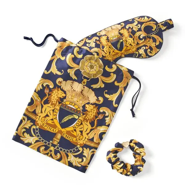 ASPINAL OF LONDON Silk Eye Mask And Scrunchie Set - Navy