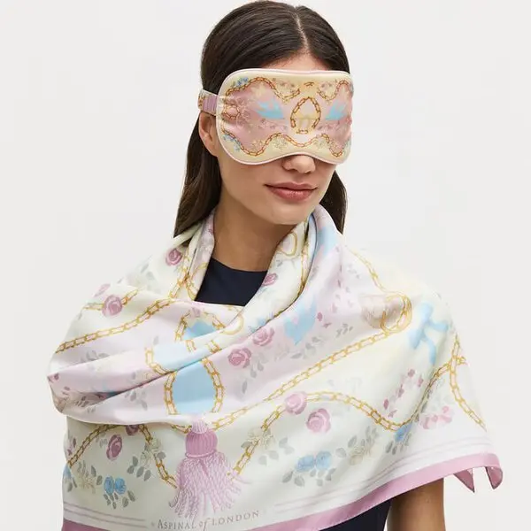 ASPINAL OF LONDON Silk Eye Mask And Scrunchie Set - Pink