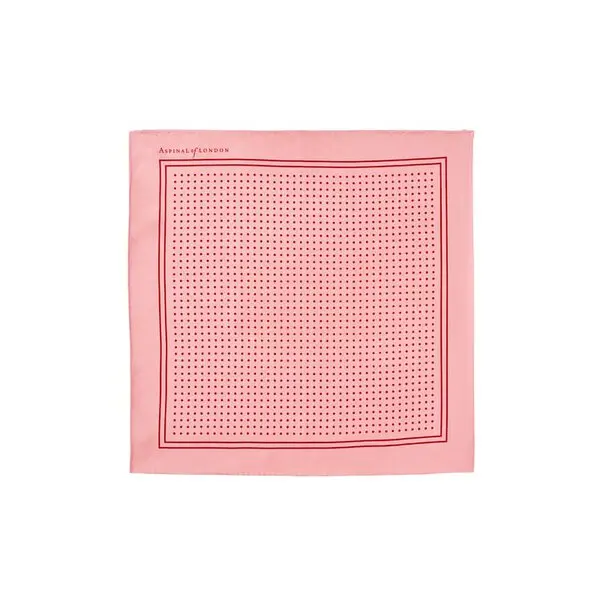 ASPINAL OF LONDON Pure Silk Pocket Square In Pale Circle Paisley - Pink/red