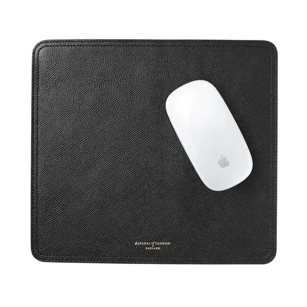 ASPINAL OF LONDON Travel Mouse Pad In Soft Saffiano - Black