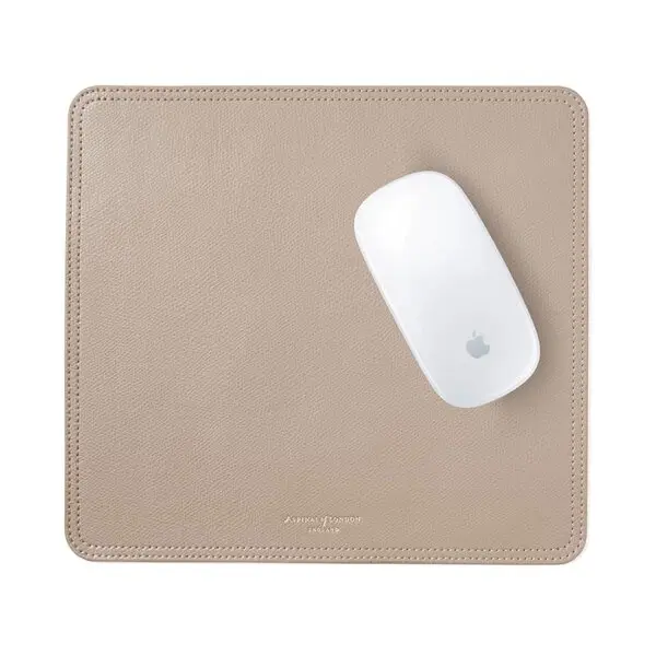 ASPINAL OF LONDON Travel Mouse Pad In Moleskin Soft Saffiano - Neutral
