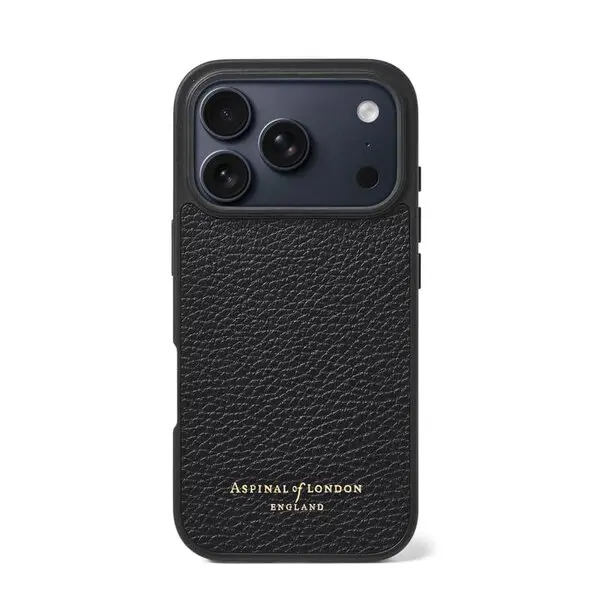 ASPINAL OF LONDON Iphone 17 Pro Case In Deep Shine Ever Small Croc - Black