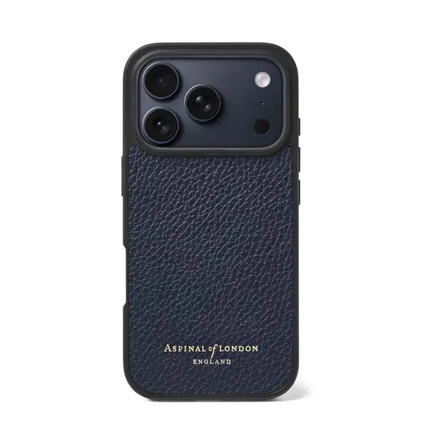 ASPINAL OF LONDON Iphone 17 Pro Case In Deep Shine Ever Small Croc - Navy