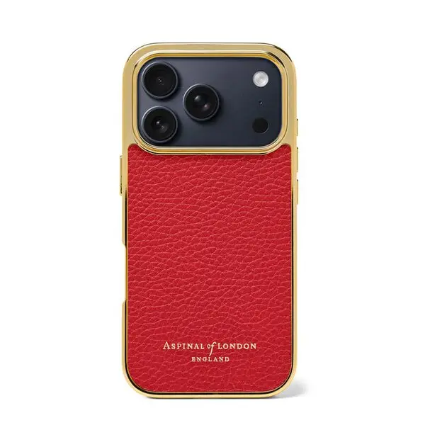 ASPINAL OF LONDON Iphone 17 Pro Case In Deep Shine Ever Small Croc - Red