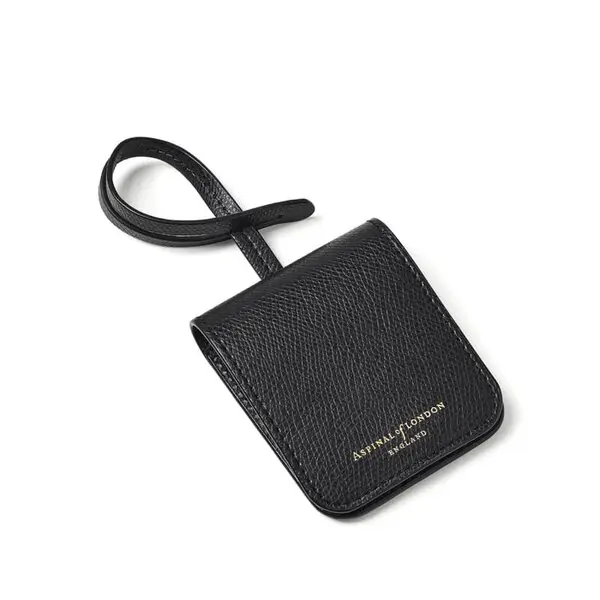 ASPINAL OF LONDON Travel Luggage Tag In Soft Saffiano - Black