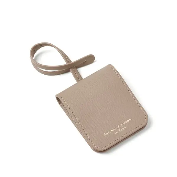 ASPINAL OF LONDON Travel Luggage Tag In Soft Saffiano - Neutral