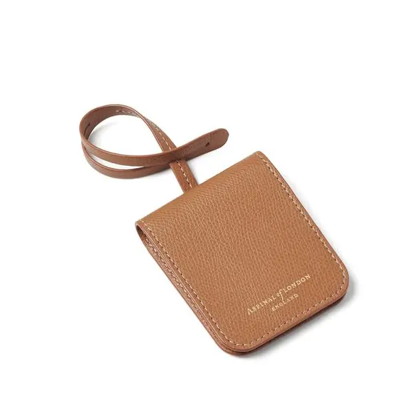 ASPINAL OF LONDON Travel Luggage Tag In Soft Saffiano - Tan