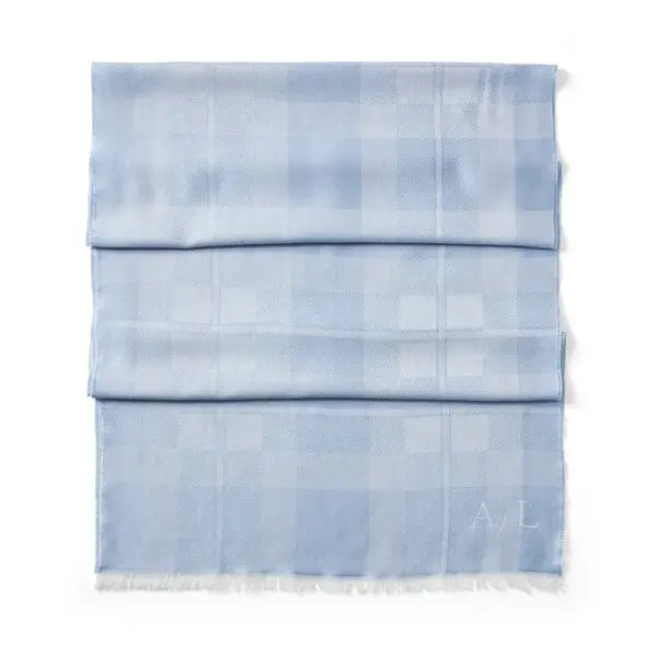 ASPINAL OF LONDON Silk Check Scarf In Cardinal Silk Modal - Blue