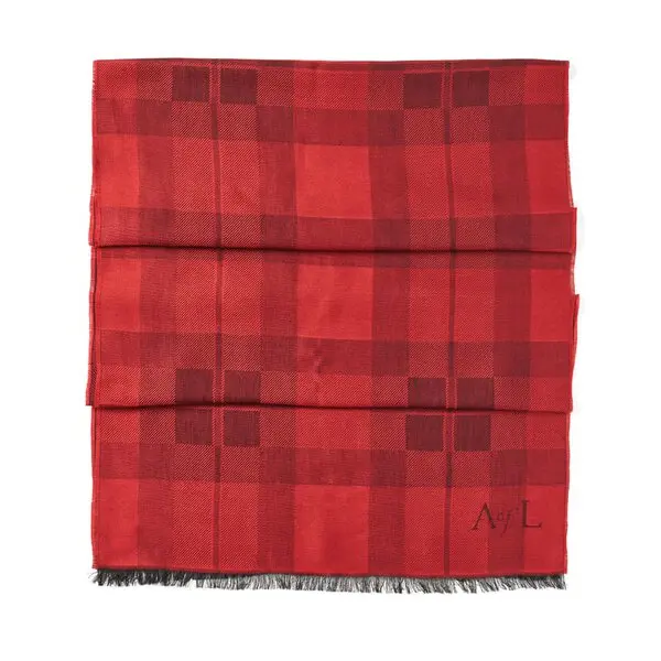 ASPINAL OF LONDON Silk Check Scarf In Putty Silk Modal - Red
