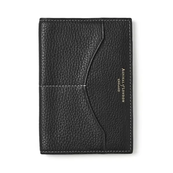 ASPINAL OF LONDON Hudson Passport Cover In Milled Pebble - Black