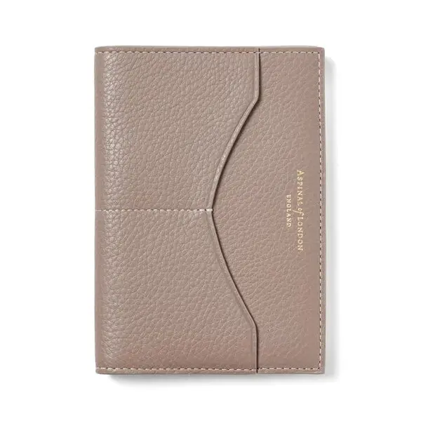 ASPINAL OF LONDON Hudson Passport Cover In Milled Pebble - Neutral