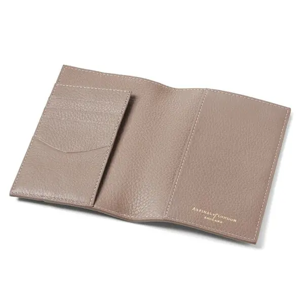 ASPINAL OF LONDON Hudson Passport Cover In Milled Pebble - Neutral