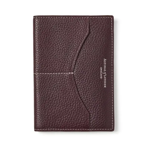ASPINAL OF LONDON Hudson Passport Cover In Milled Pebble - Red
