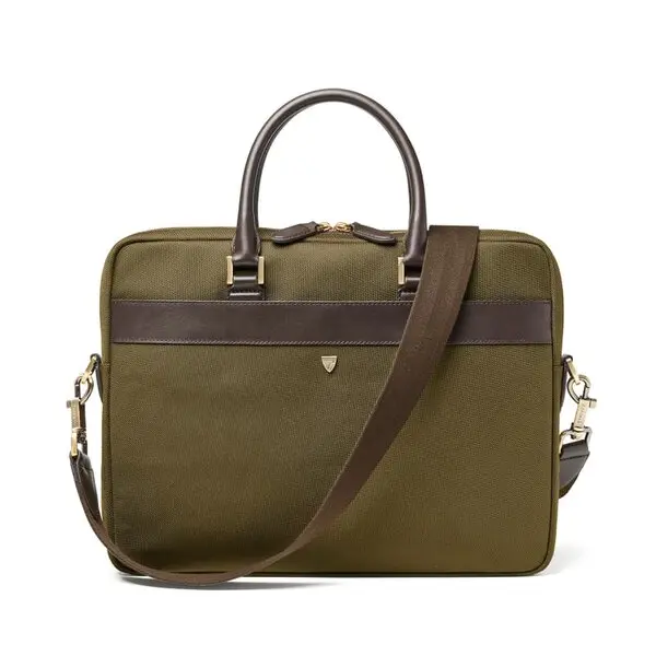 ASPINAL OF LONDON Slim Nylon Briefcase Bag - Green