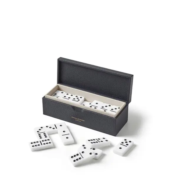 ASPINAL OF LONDON Dominoes Set In Leather Case - Navy