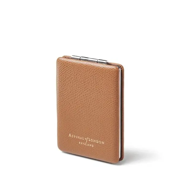 ASPINAL OF LONDON Purse Mirror In Soft Saffiano - Tan