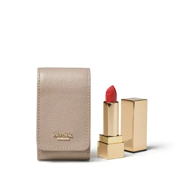 ASPINAL OF LONDON Duo Lipstick Case In Cherry Soft Saffiano - Neutral