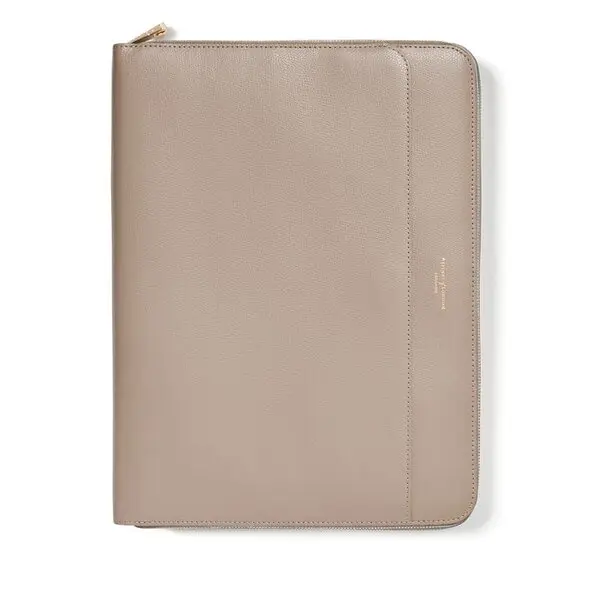 ASPINAL OF LONDON A4 Compact Organiser Padfolio In Moleskin Soft Saffiano - Neutral
