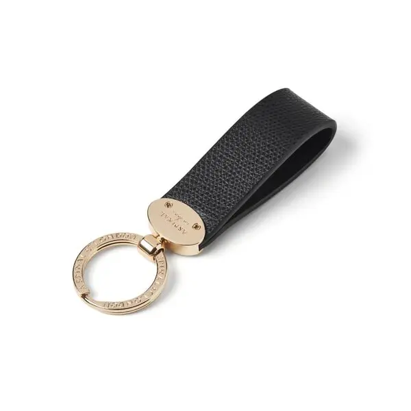 ASPINAL OF LONDON Oval Loop Keyring - Black