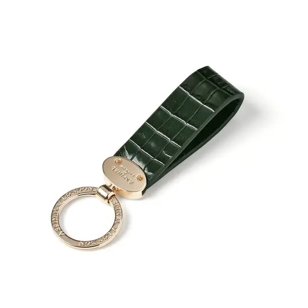 ASPINAL OF LONDON Oval Loop Keyring - Green