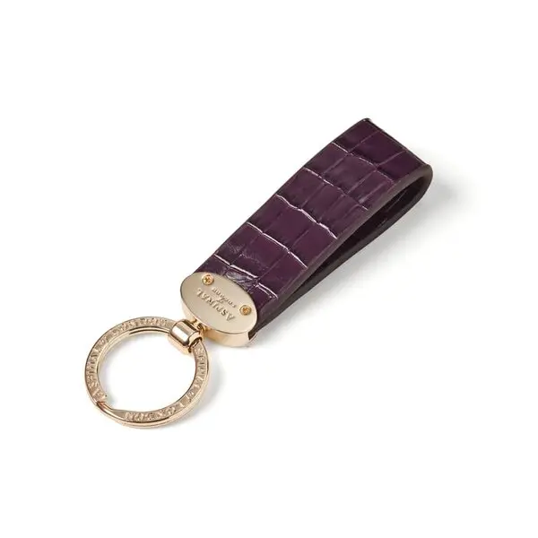 ASPINAL OF LONDON Oval Loop Keyring - Purple