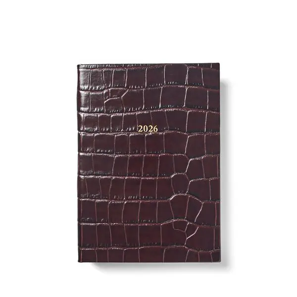 ASPINAL OF LONDON 2026 A5 Week To View Leather Diary - Brown